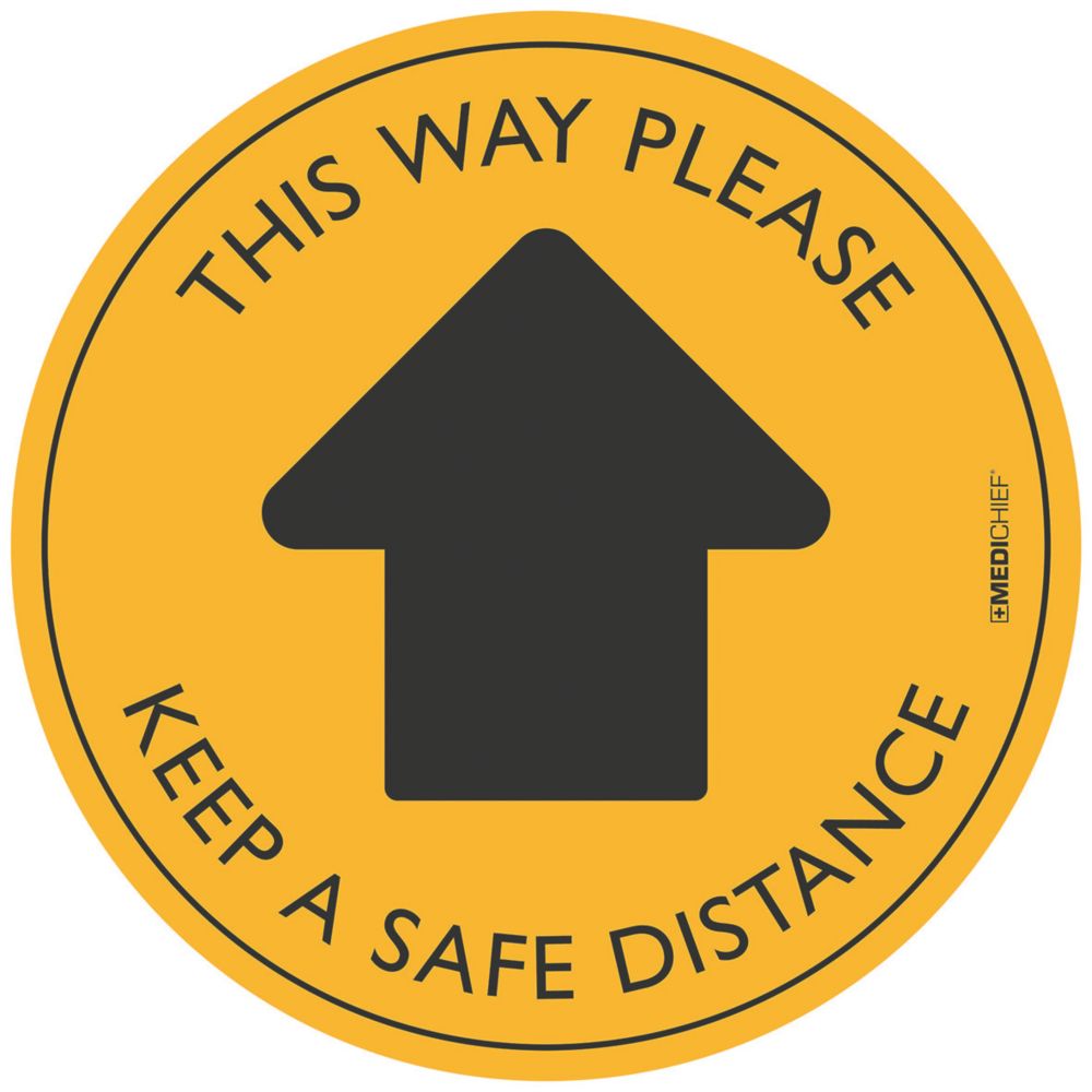 Medichief "This Way Please" Floor Sticker Yellow 300 x 300mm 5 Pack ...
