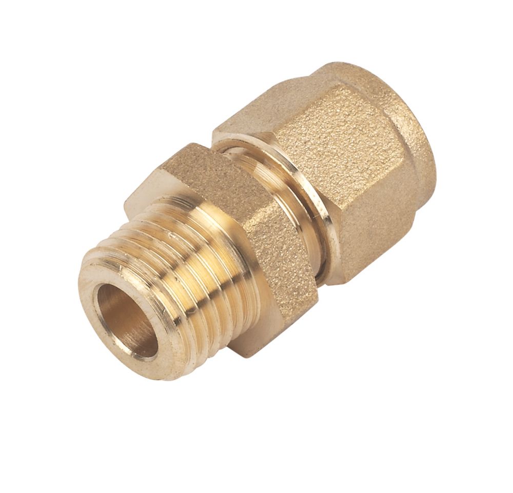 Flomasta Brass Compression Adapting Male Coupler 8mm x 1/4" - Screwfix