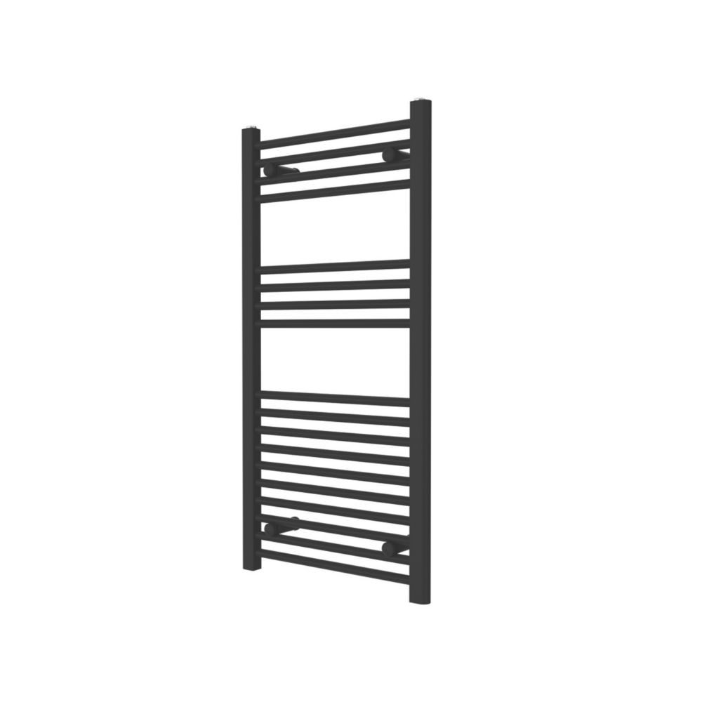 Flomasta 1000mm x 500mm 1522BTU Black Flat Towel Radiator - Screwfix