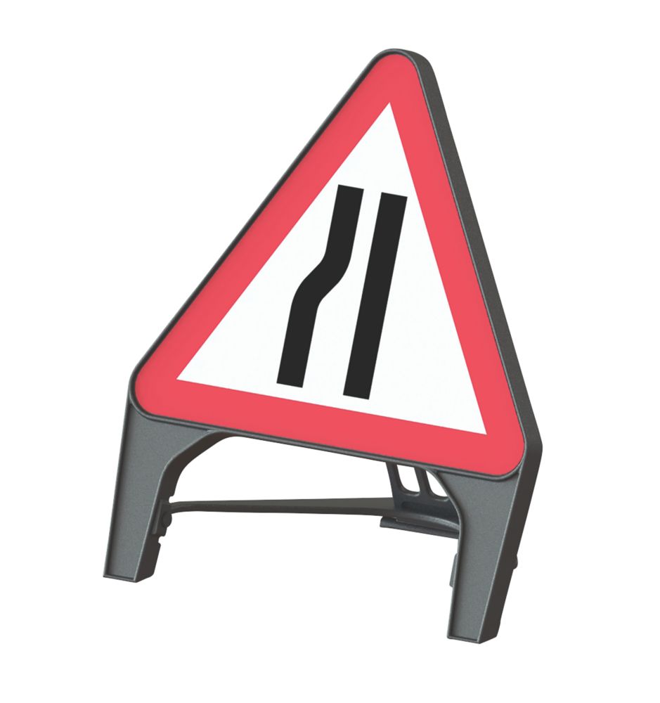 Melba Swintex Q Sign Triangular "Road Narrows Left" Safety Sign 870mm x ...