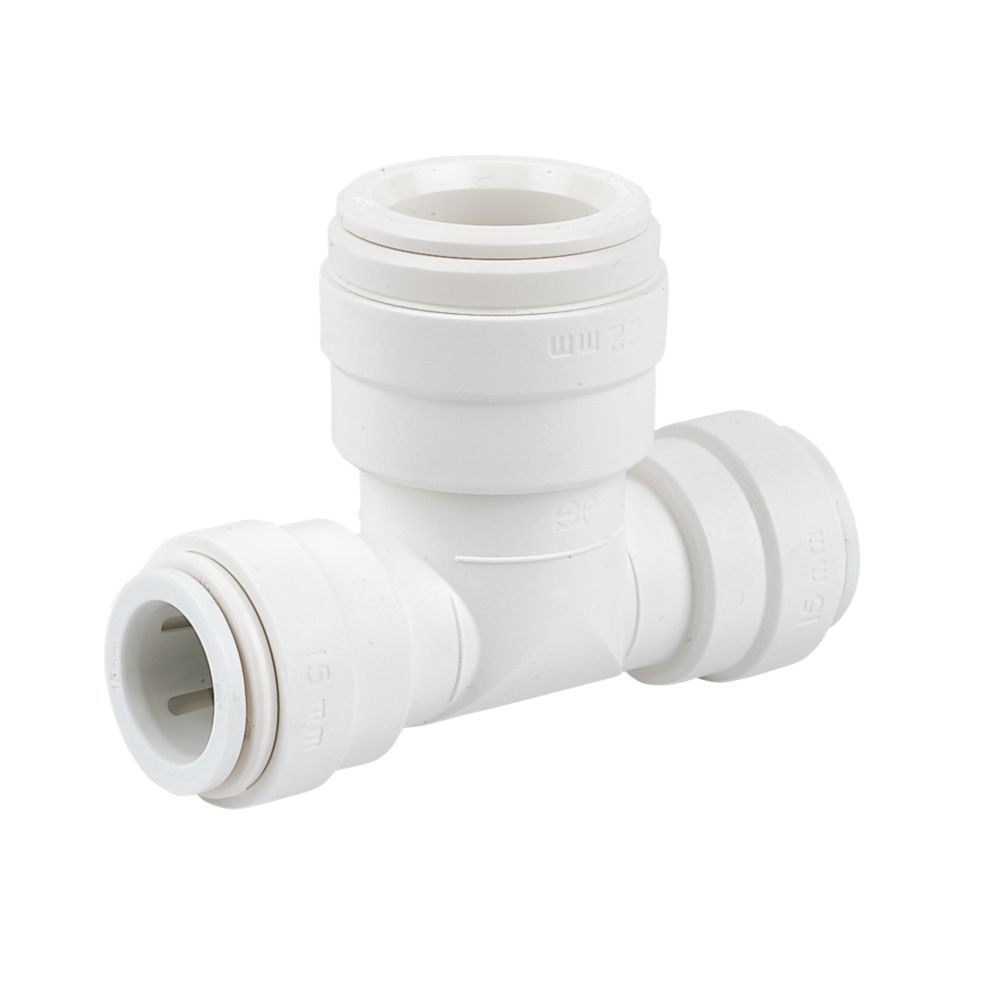 JG Speedfit Plastic Push-Fit Reducing Tee 15mm x 15mm x 22mm - Screwfix