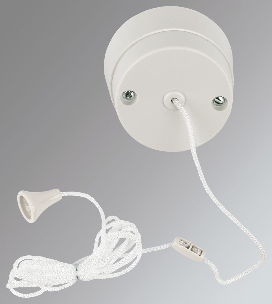 Crabtree Capital 10A 1-Way Pull Cord Switch White - Screwfix