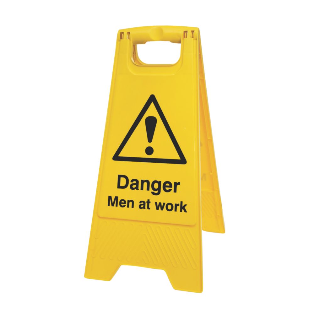 Danger Men at Work A-Frame Safety Sign 600mm x 290mm - Screwfix