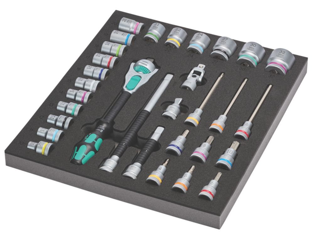 Wera 9722/8000 C Zyklop Speed Foam Insert 1/2" Drive Ratchet & Socket ...