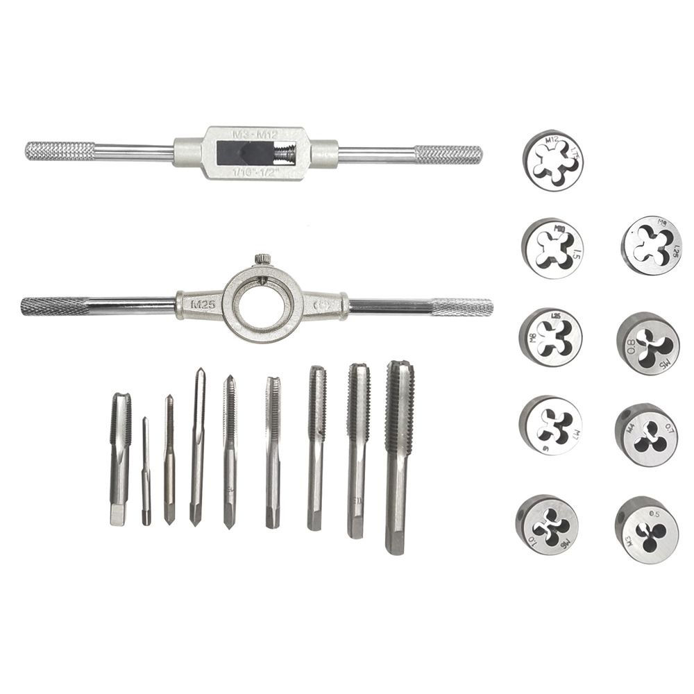 Forge Steel 0.5 - 1.75mm Metric Tap & Die Set 20 Pieces - Screwfix