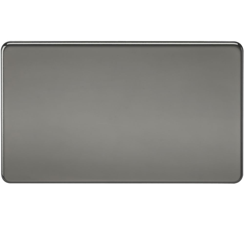 Knightsbridge 2-Gang Blanking Plate Black Nickel - Screwfix