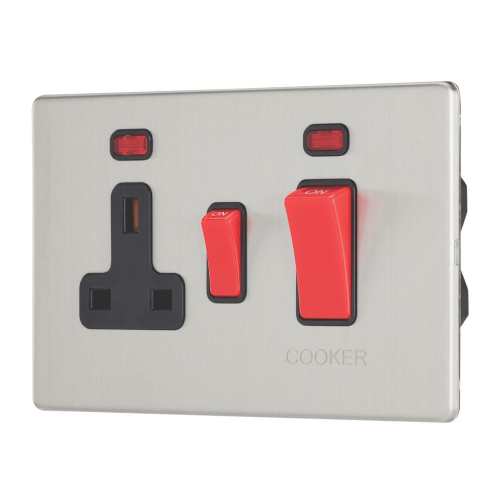 Contactum Lyric 45A 2-Gang DP Cooker Switch & 13A DP Switched Socket ...