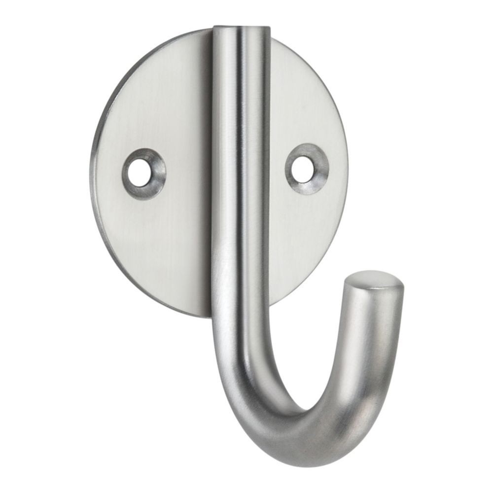 Essentials Single Utility Hook Satin Stainless Steel 76mm - Screwfix