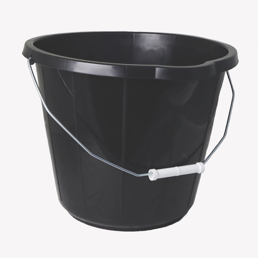 Plastic Builders Bucket Black 14Ltr - Screwfix