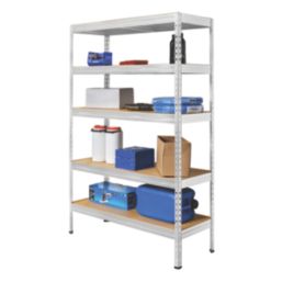 Essentials 5-Tier Metal Garage Shelving Unit 1200mm x 450mm x 1800mm ...
