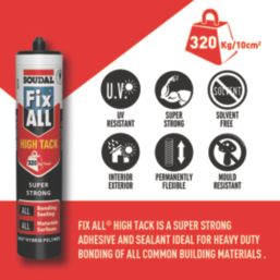 Soudal Fix All High Tack Hybrid Polymer Adhesive White 290ml - Screwfix