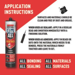Soudal Fix All High Tack Hybrid Polymer Adhesive White 290ml - Screwfix
