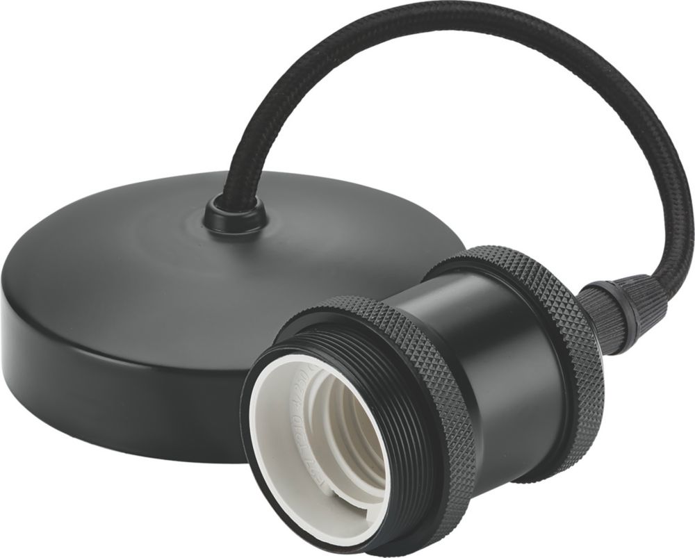 Knightsbridge Vintage 6" Pendant Set Light Fitting E27 Anthracite 3 1/2 ...