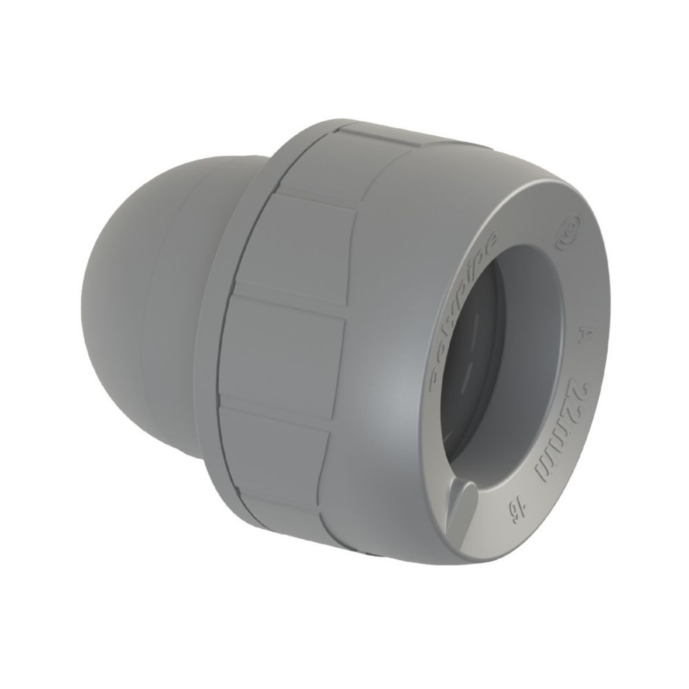 PolyPlumb Enhanced Plastic Push-Fit Socket Ends 22mm 2 Pack - Screwfix