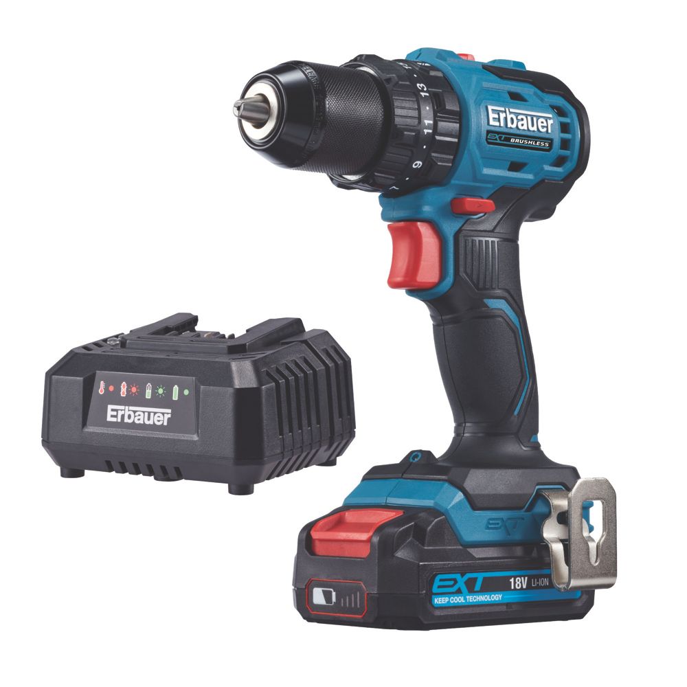 Erbauer ECCD18-Li 18V 1 x 2.0Ah Li-Ion EXT Brushless Cordless Combi ...