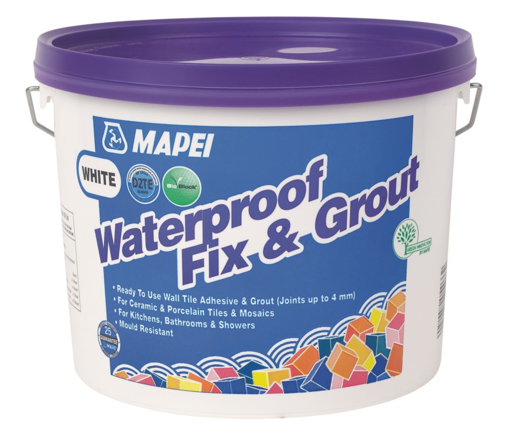 Mapei Wall Waterproof Fix & Grout White 7.5kg - Screwfix