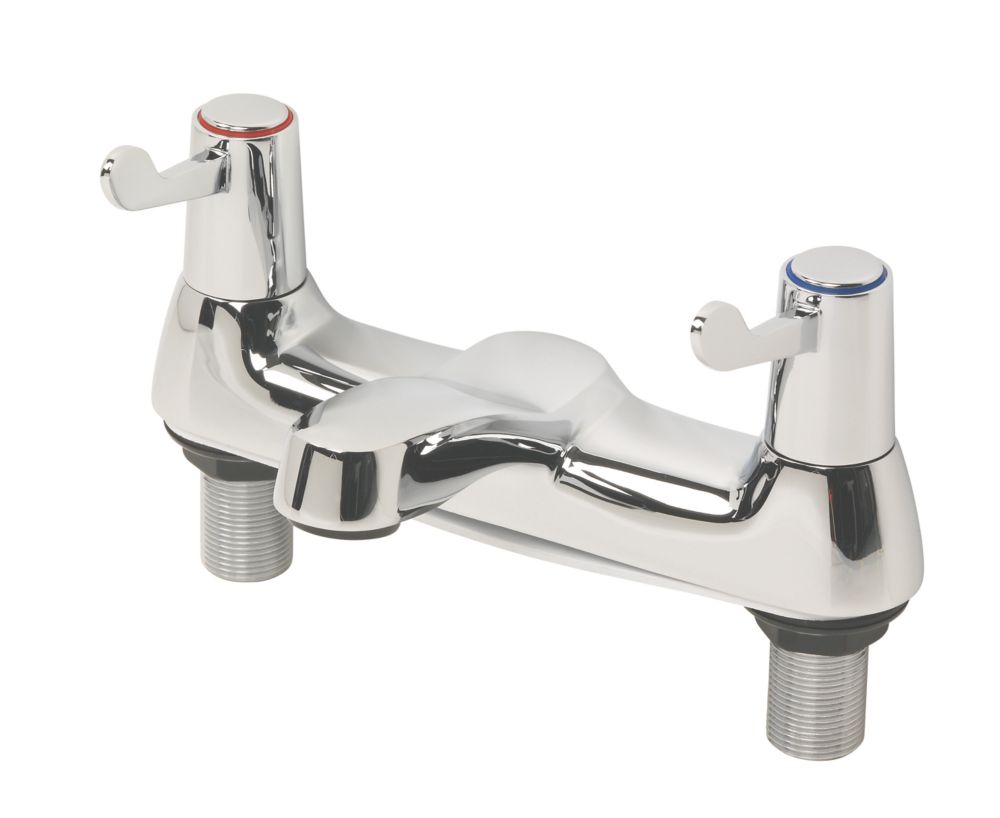 Commercial Chrome 88mm Lever 2 Tap Holes Bath Mixer Tap - Screwfix