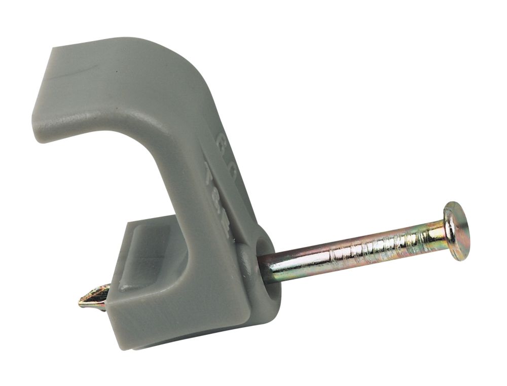 Tower Grey Flat Single Twin & Earth Cable Clips 4-6mm 100 Pack - Screwfix