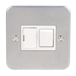 Essentials 13A Switched Metal Clad Fused Spur & Flex Outlet with White ...
