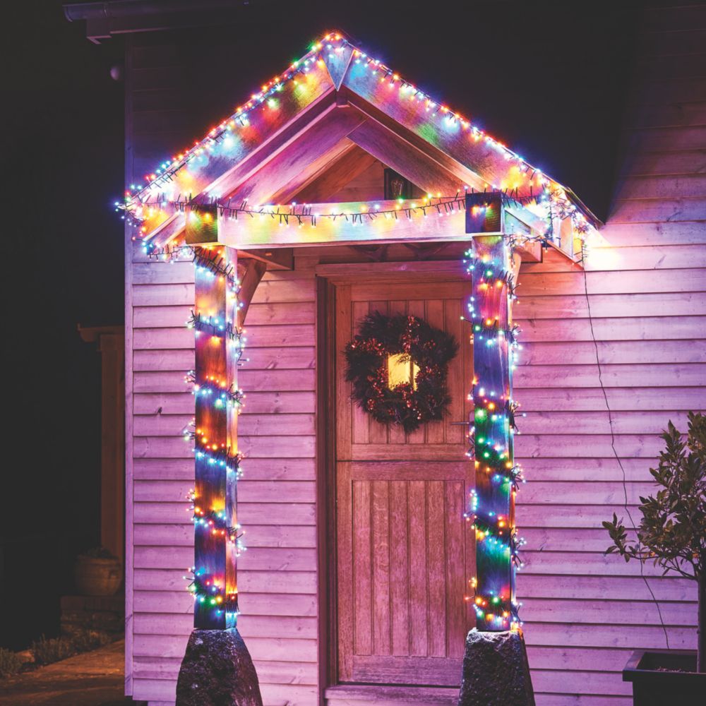 2000 LED Indoor & Outdoor Multi Colour Cluster Christmas Lights - Screwfix