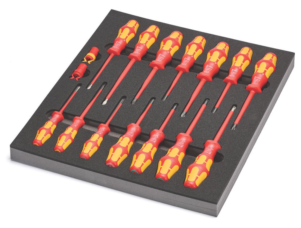 Wera 9711 (1) Foam Insert Mixed VDE Screwdriver Set 16 Pcs - Screwfix