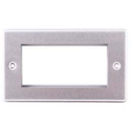 LAP 4-Module Modular Faceplate Brushed Stainless Steel - Screwfix