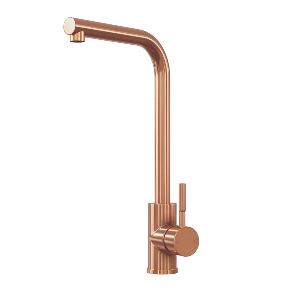 ETAL Vito Single Lever Mono Mixer Kitchen Tap Rose Copper - Screwfix
