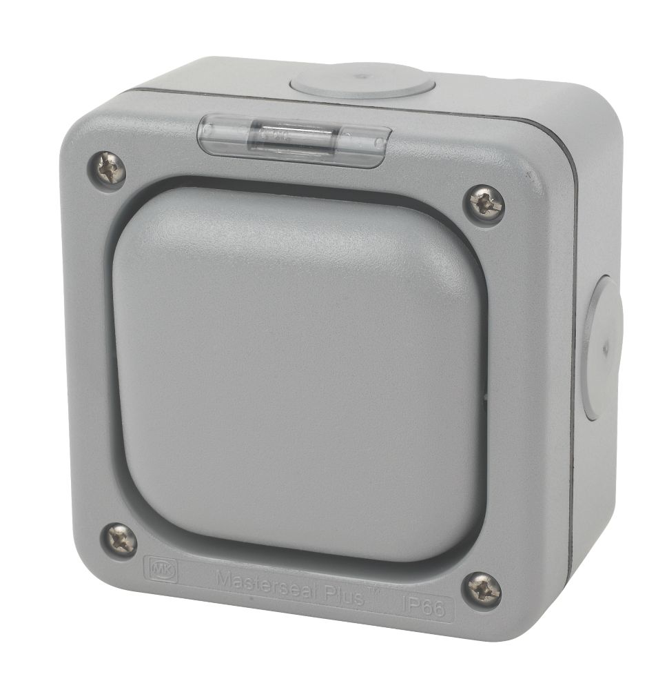 MK Masterseal IP66 10AX 1-Gang 2-Way Weatherproof Outdoor Switch with ...