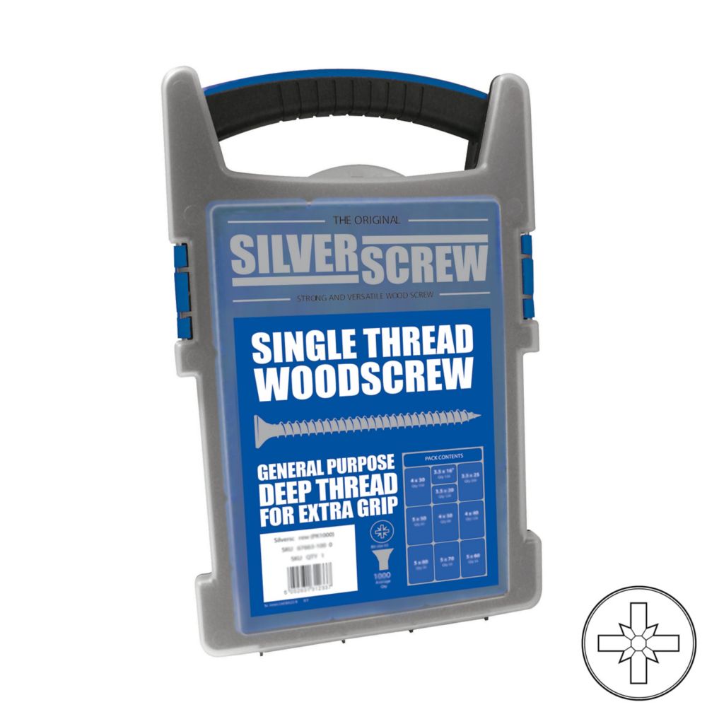 Silverscrew PZ Double-Countersunk Woodscrews Grab Pack 1000 Pcs - Screwfix
