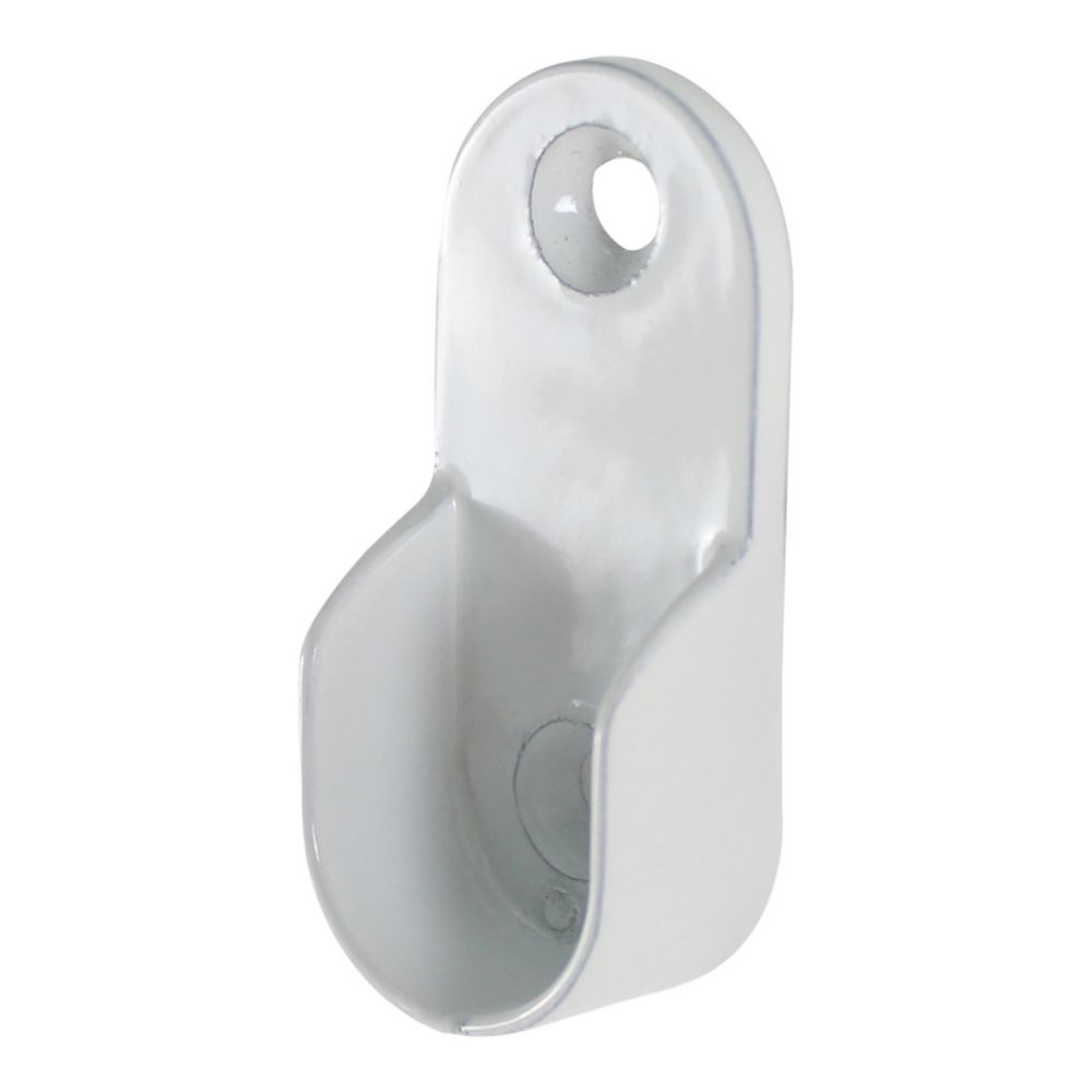Essentials Oval Rail End Sockets White 30mm 2 Pack - Screwfix