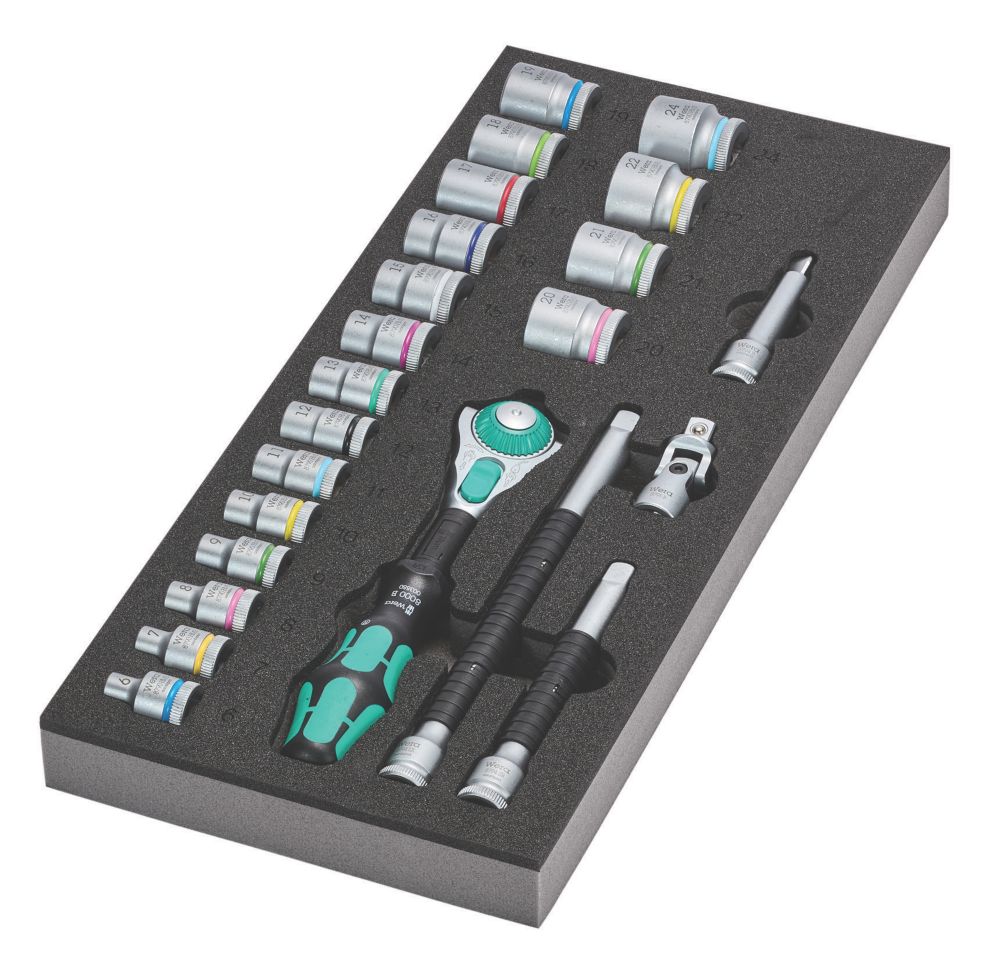 Wera 9721/8000 B Zyklop Speed Foam Insert 3/8" Drive Ratchet & Socket ...