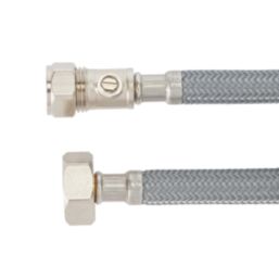 Flomasta Straight Flexible Compression Hose with Isolating Valve 15mm x ...