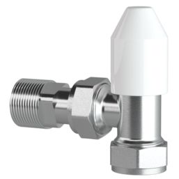 Drayton RT212 White Angled Thermostatic TRV & Lockshield 15mm x 1/2" - Screwfix