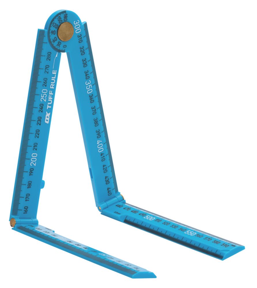 OX Pro Tuff (Cyan) Foldable Ruler 600mm - Screwfix