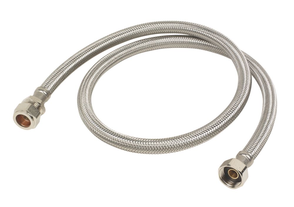 Essentials Flexible Tap Connector 15mm x 1/2" x 1000mm - Screwfix