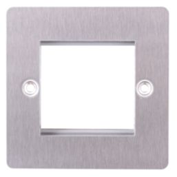 LAP 2-Module Modular Faceplate Brushed Stainless Steel - Screwfix