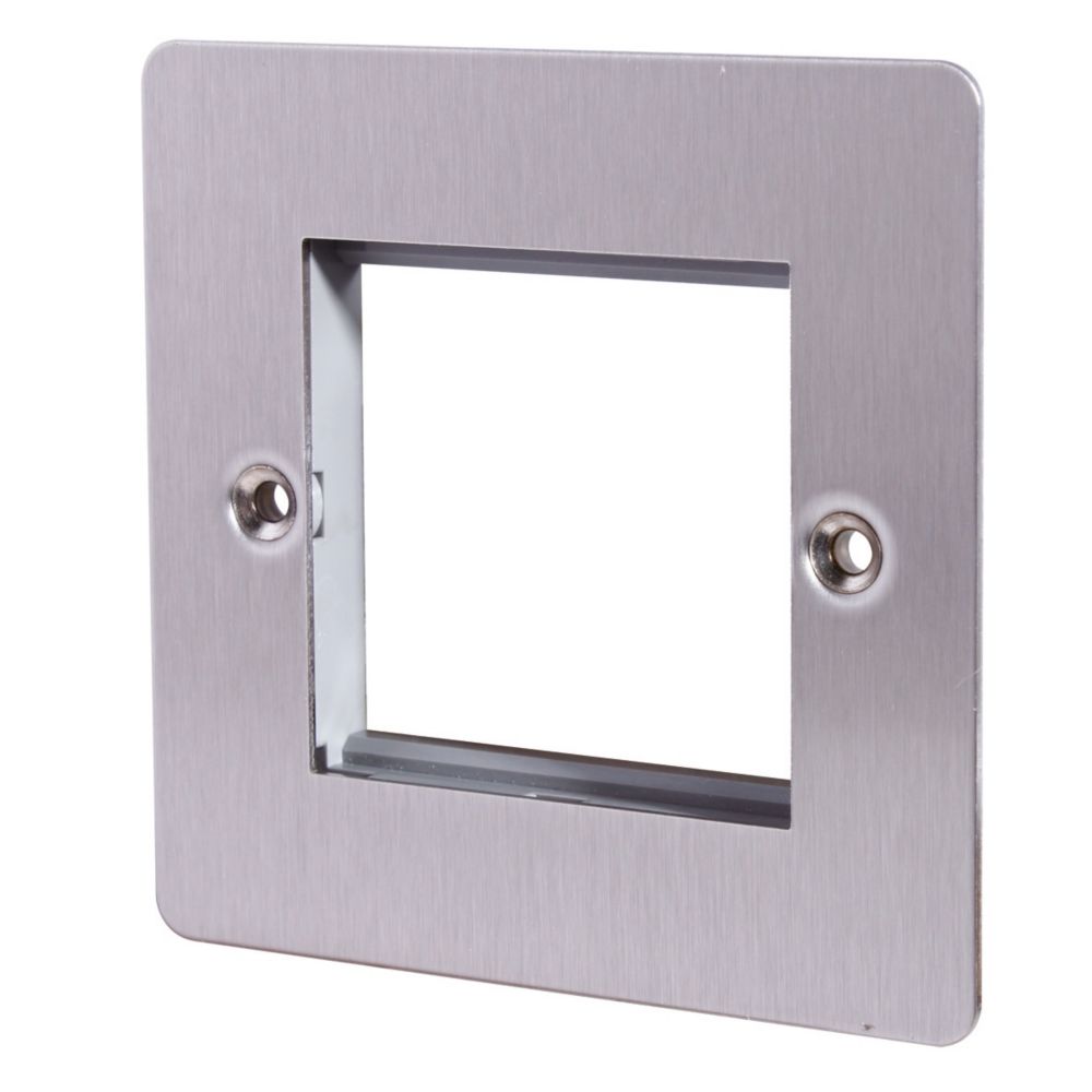 LAP 2-Module Modular Faceplate Brushed Stainless Steel - Screwfix