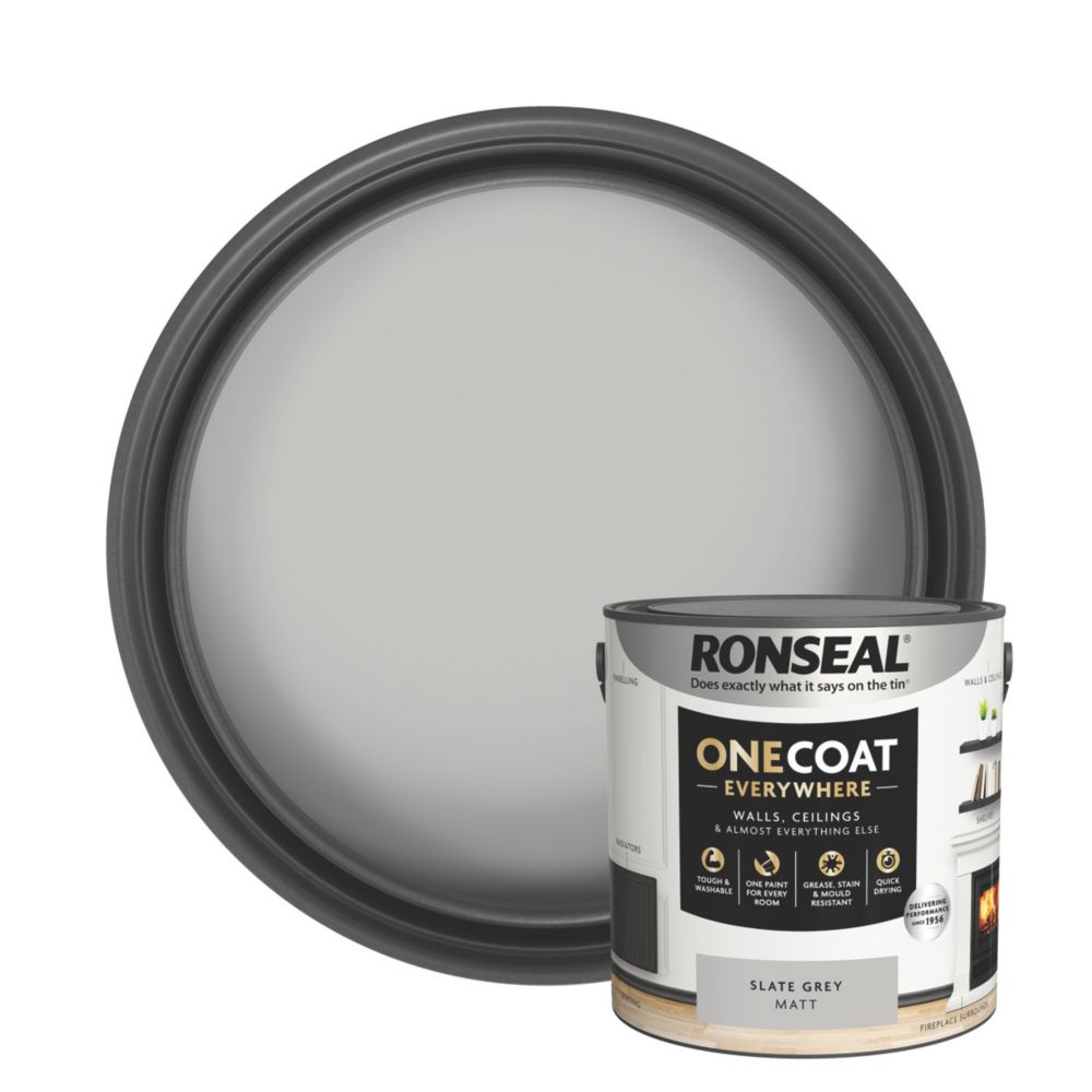 Ronseal 2.5Ltr Slate Grey Matt Emulsion Multi Surface Paint - Screwfix