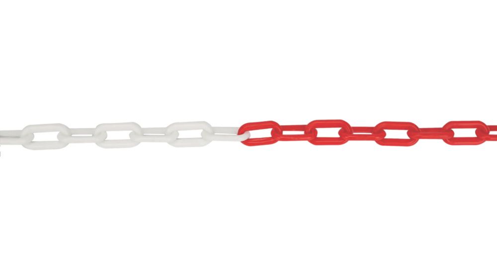 Essentials Plastic Red/White Chain x 25m - Screwfix