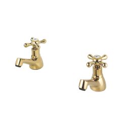 Swirl Traditional Bathroom Basin Taps Gold 1 Pair - Screwfix