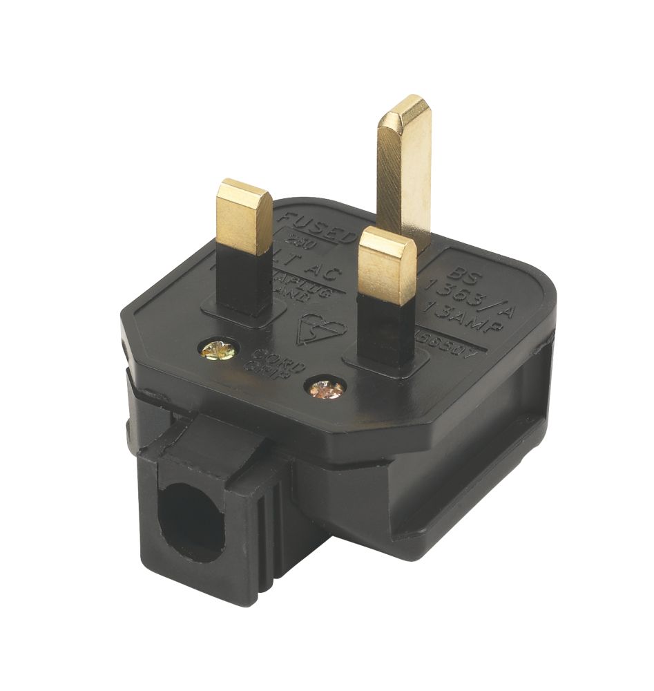 Essentials 13A Fused Heavy Duty Plug Black - Screwfix