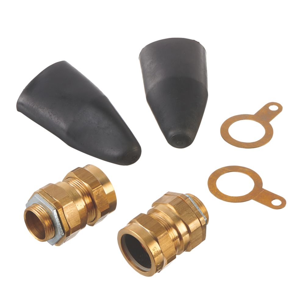 Vimark Brass External Gland Kit 25mm Black 2 Pack - Screwfix