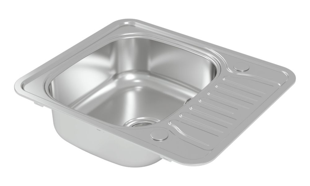 Carysil EA10 1 Bowl Stainless Steel Inset Kitchen Sink 577mm x 487mm ...