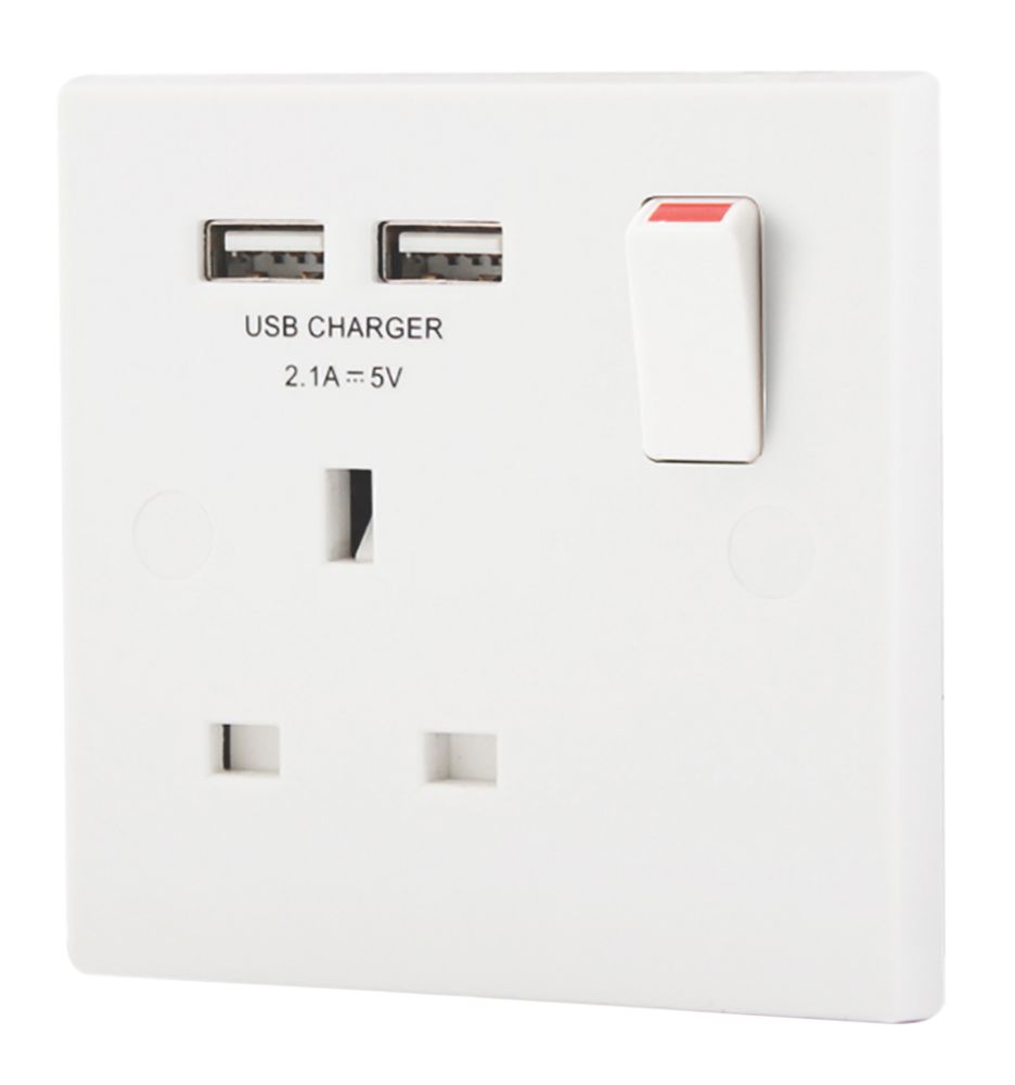 British General 900 Series 13A 1-Gang SP Switched Socket + 2.1A 10.5W 2 ...