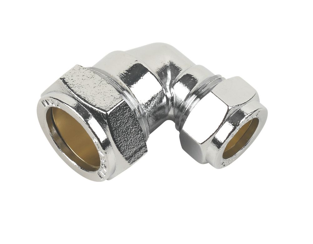 Flomasta Brass Compression Reducing 90° Elbow 22mm x 15mm - Screwfix