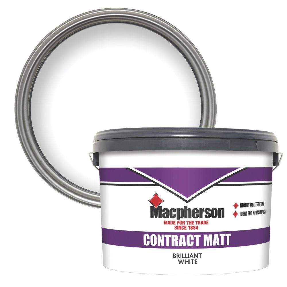Macpherson Contract 10Ltr Brilliant White Matt Emulsion Paint - Screwfix