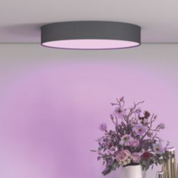Calex RGB & White LED Smart Fabric Ceiling Light Black 16W 750lm - Screwfix