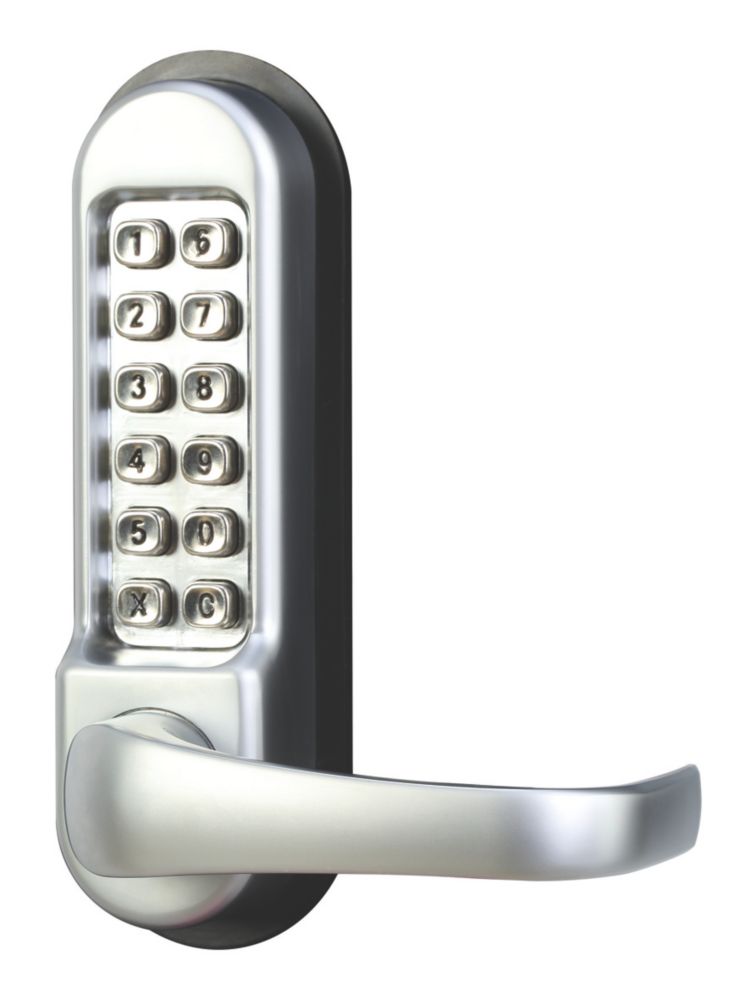 Smith & Locke Push-Button Lock w/ Handles 60mm Silver - Screwfix