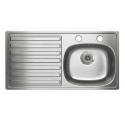 Carron Phoenix 1 Bowl Stainless Steel Kitchen Sink 940mm x 485mm - Screwfix