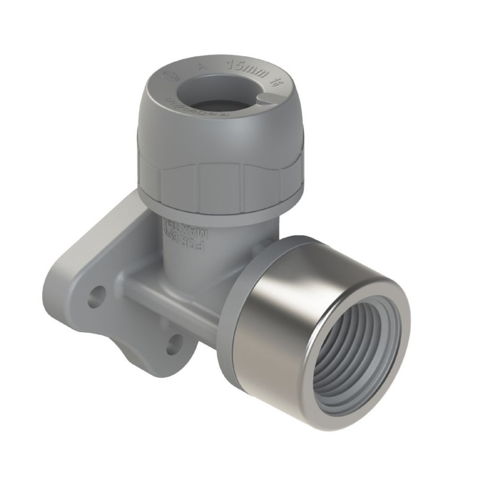 PolyPlumb Enhanced Plastic Push-Fit Equal 90° Wallplate Elbow 15mm ...